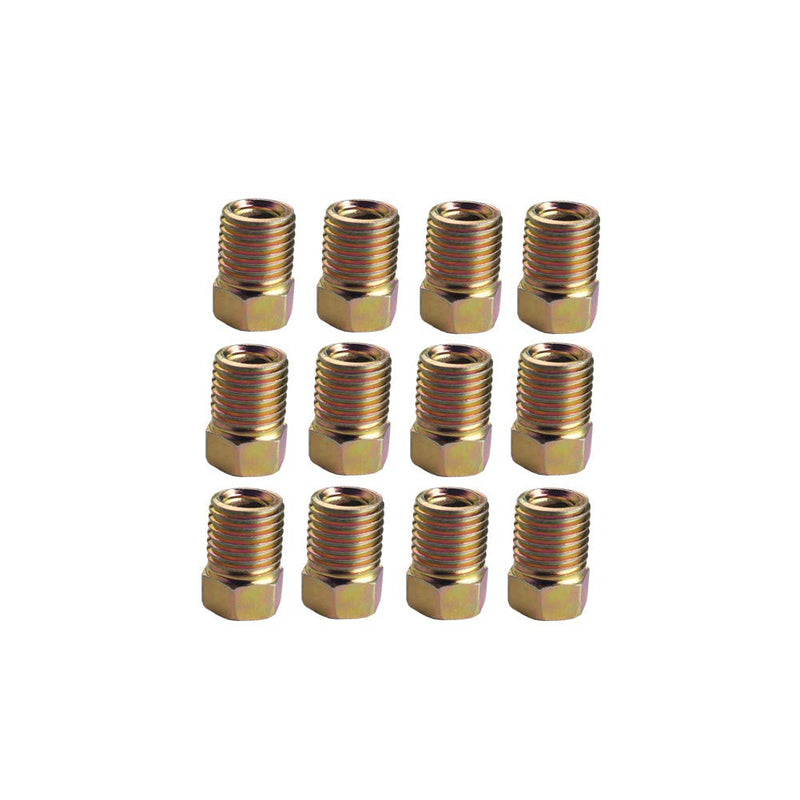 DEWHEL 12PCS 3/8-24 Inverted Flare Gold Zinc Tube Nut Fitting 3/16 Ste ...