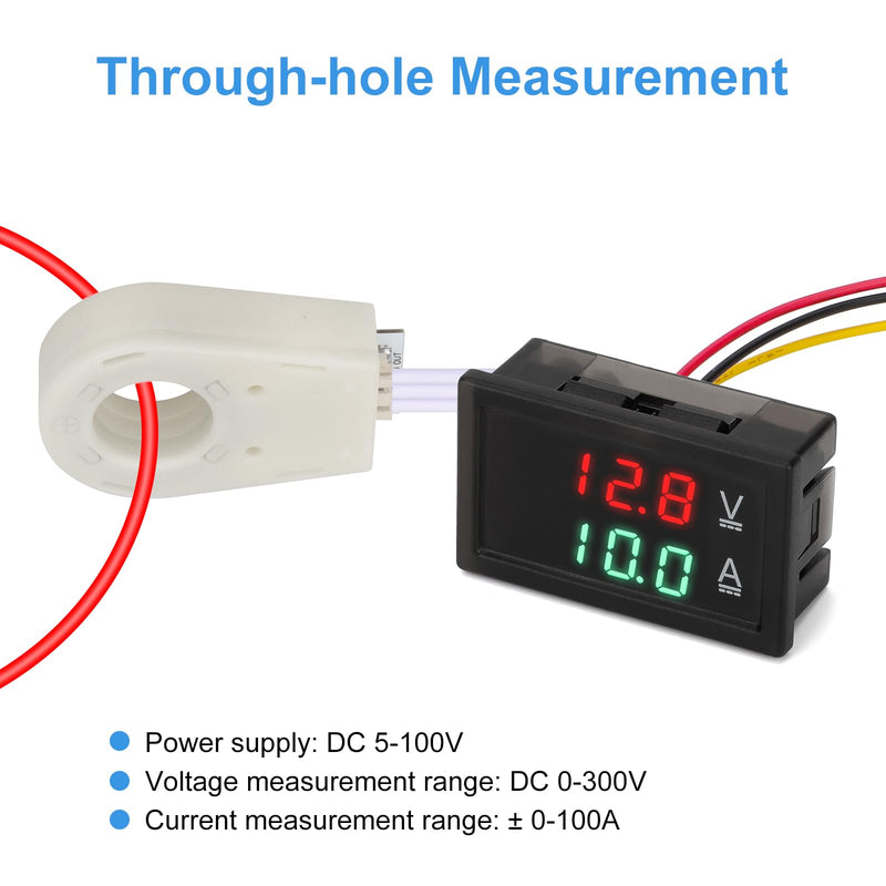 Linkstyle DC Volt Amp Meter Ammeter, DC 5-100V 100A Dual Display Curre ...
