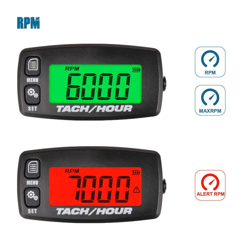 Runleader Digital Maintenance Tach/Hour Meter,Backlight Display,Batter ...