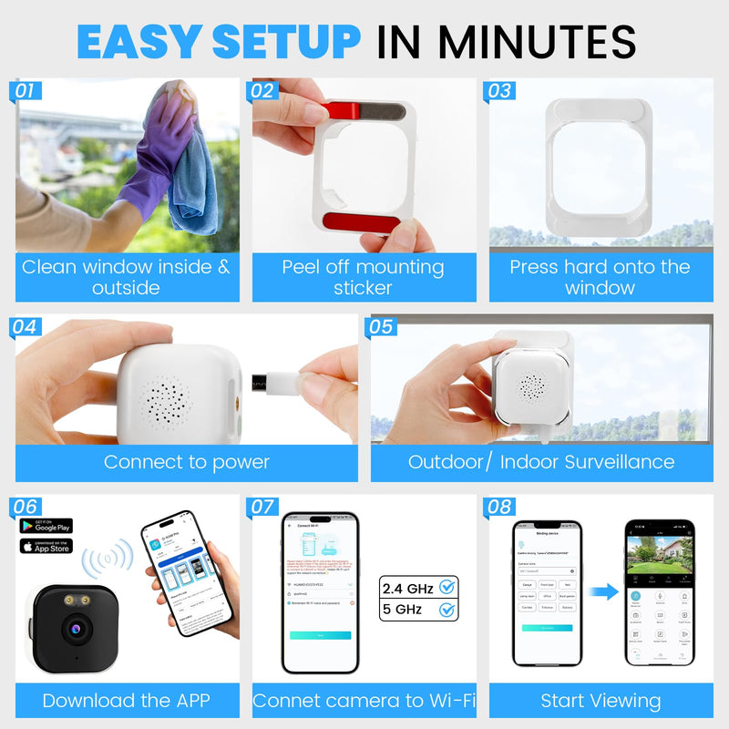 3MP 2K Window Camera, Indoor Cameras for Home Security with Full Color ...
