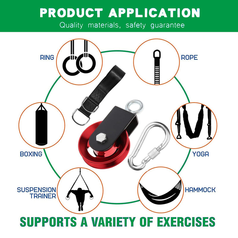 Heavy Duty Lightweight Aluminum Cable Pulleys with Hanging Strap Kit,S ...